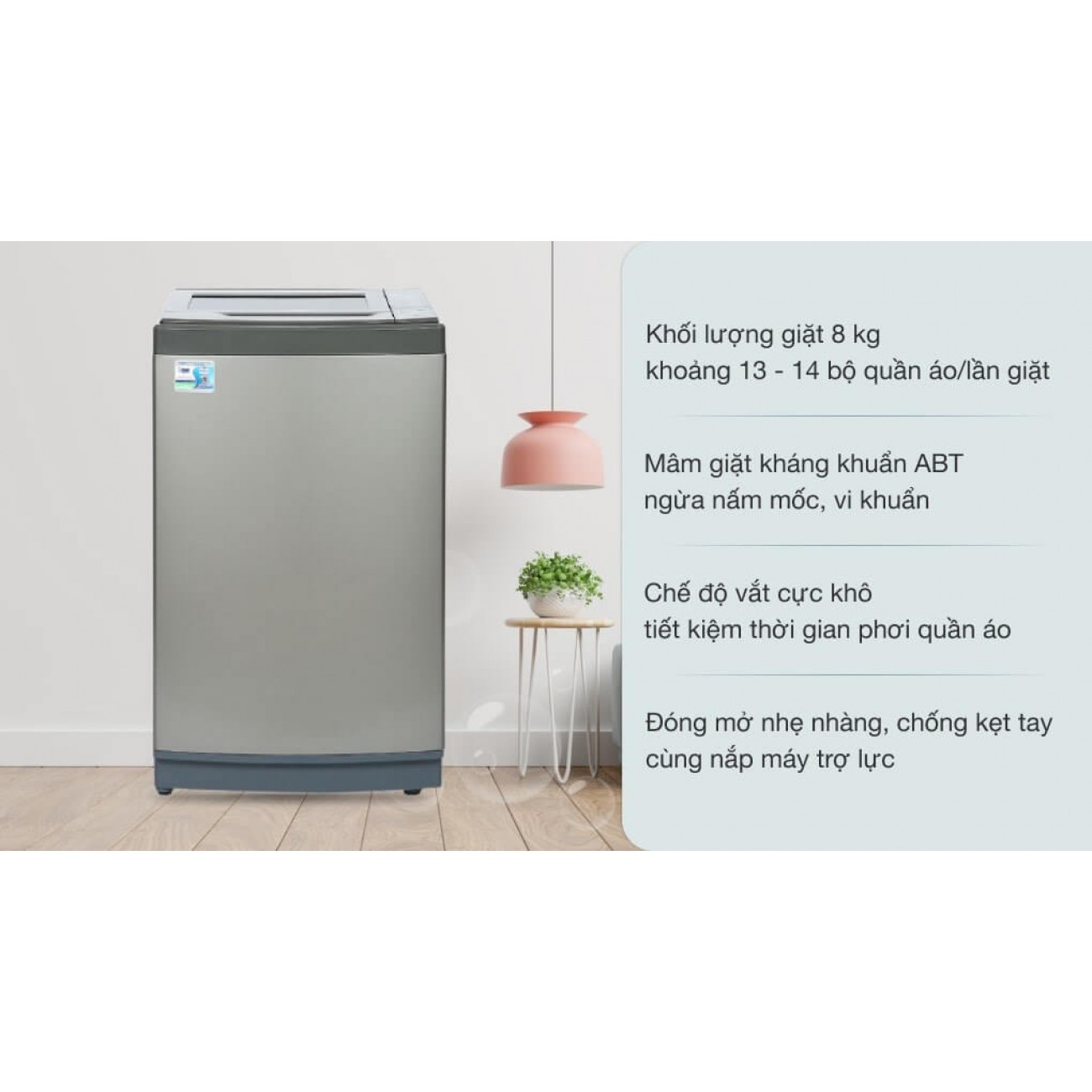 Máy giặt Aqua 8 KG AQW-KS80GT-S | Máy giặt Aqua 8 KG AQW-KS80GT S
